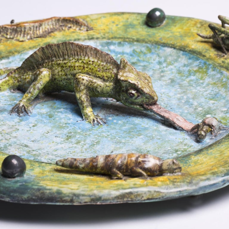 Chameleon Ceramic Plate by Il Maestro di Signa For Sale at 1stDibs