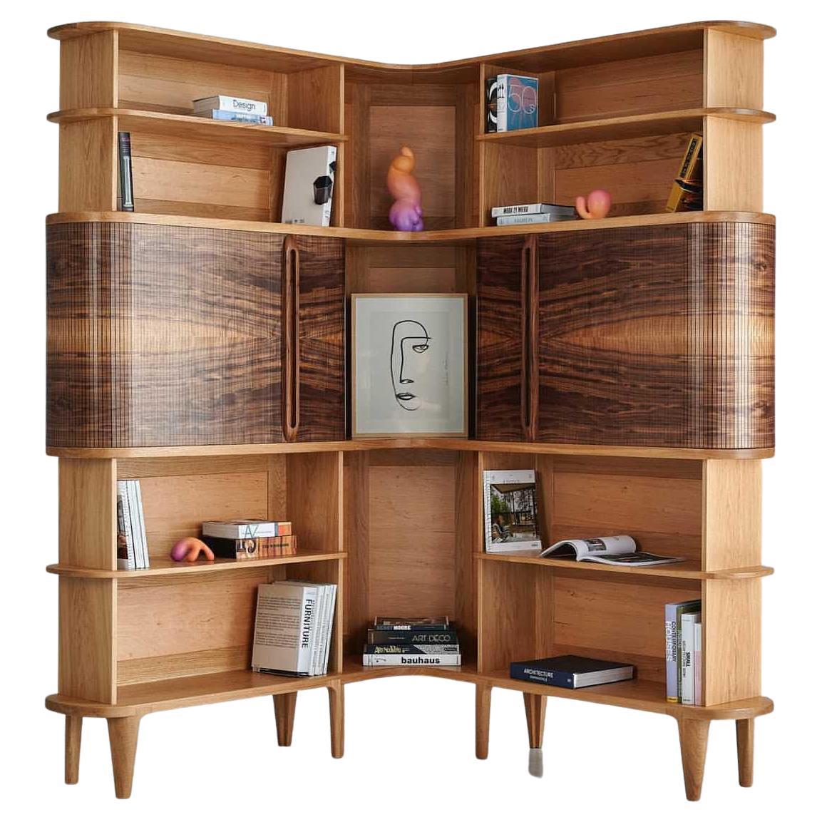 Oak Corner Bookcase at 1stDibs