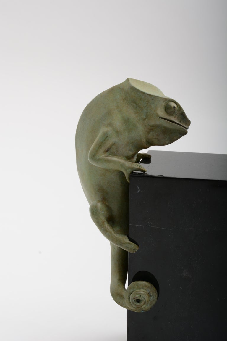Chameleon Sculpture in Cast Bronze in Verdigris Finish by Elan Atelier ...