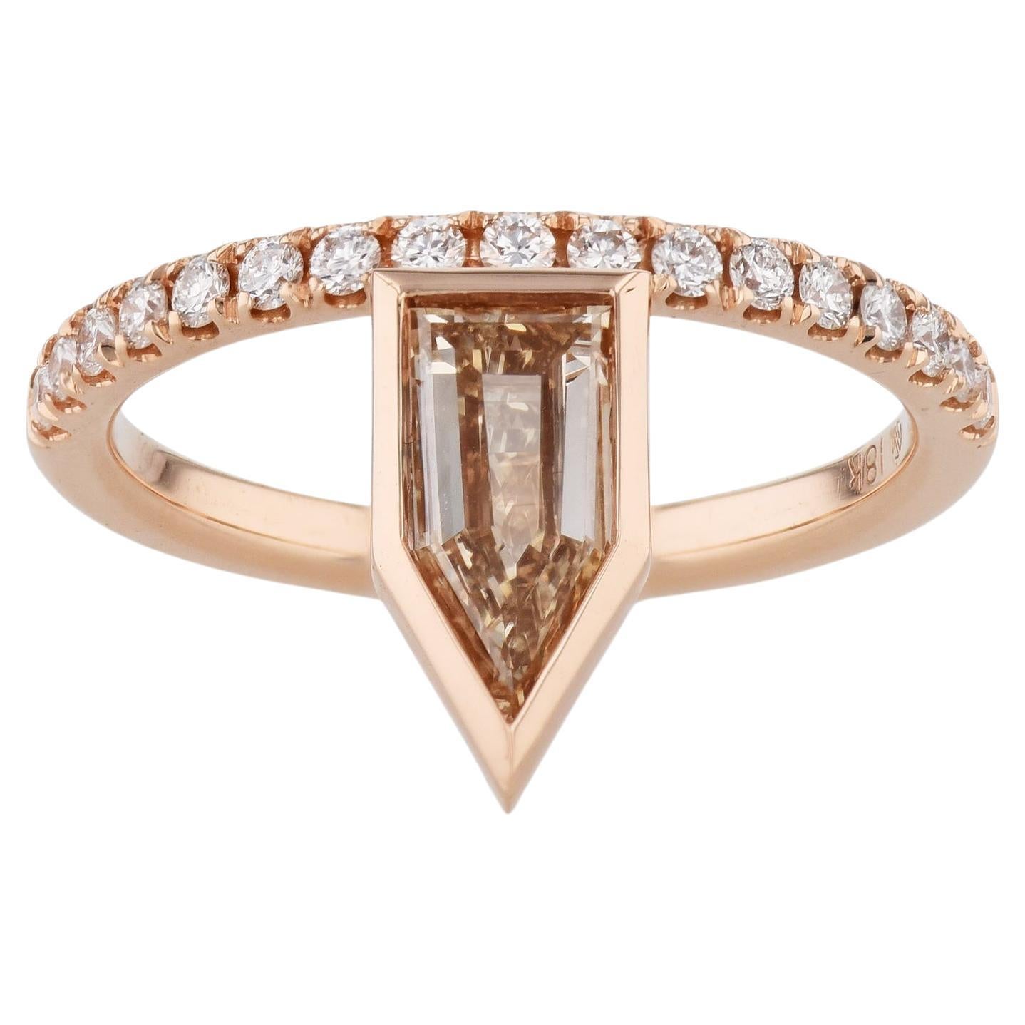 Octagonal Bezel Set Diamond Engagement Ring For Sale at 1stDibs