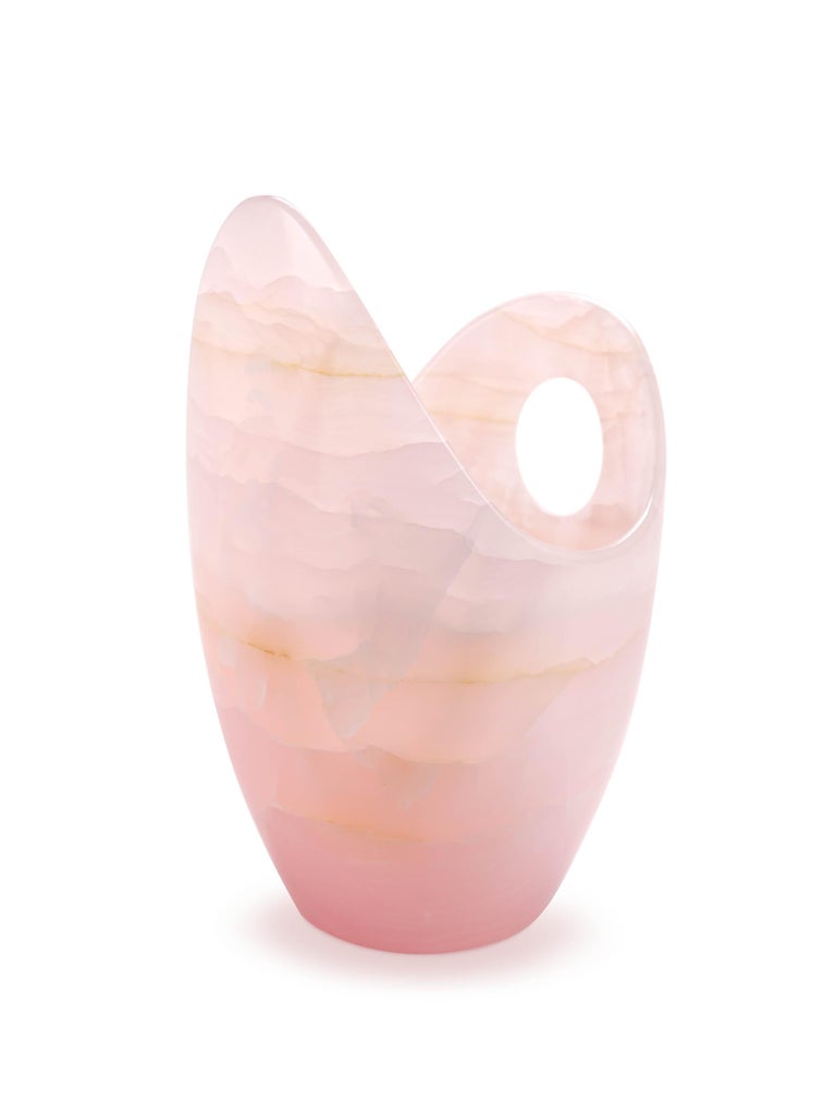 Champagne Bucket Wine Cooler Vase Sculpture Pink Onyx Marble ...