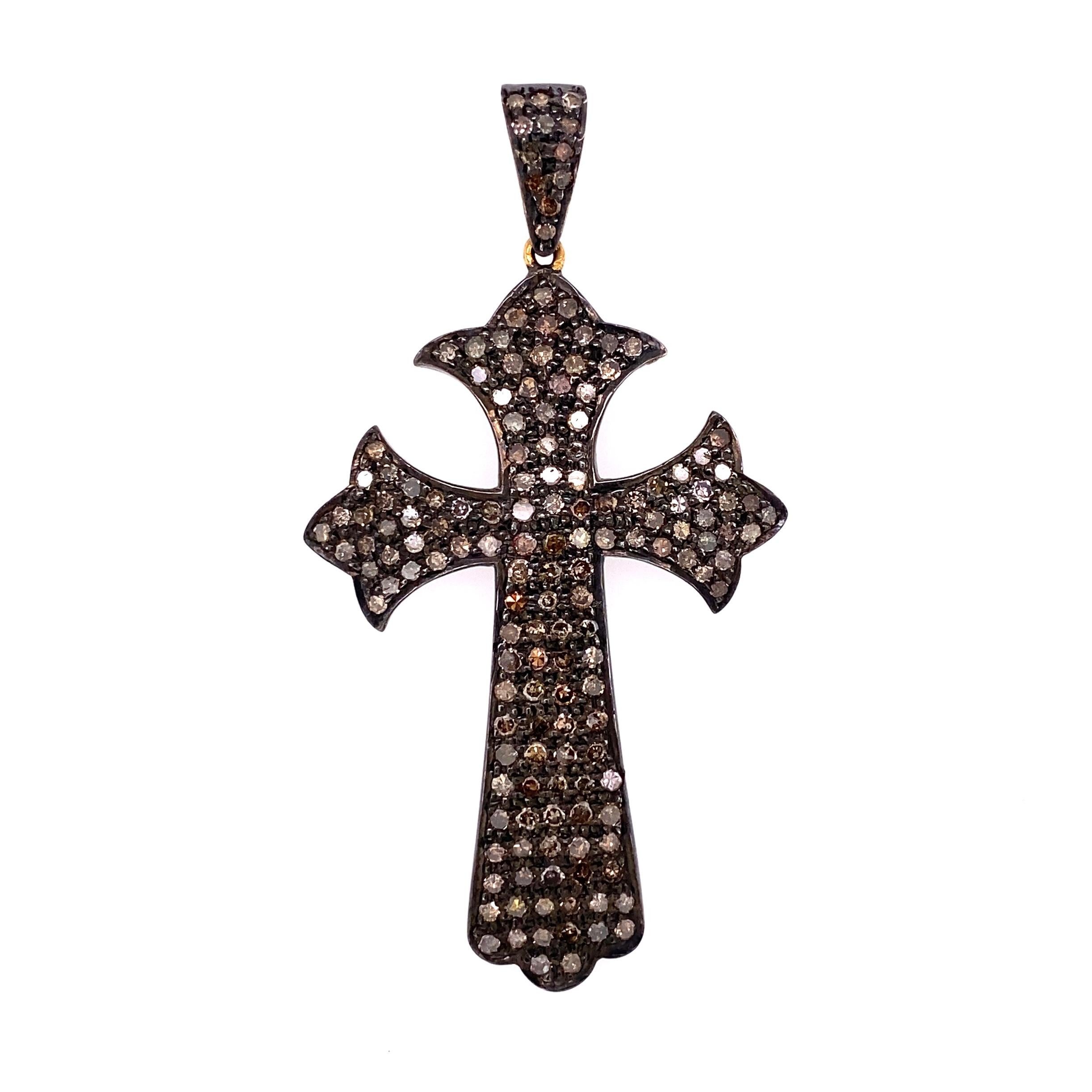 Art Deco Channel Set Cross Necklace at 1stDibs
