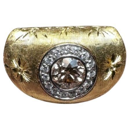 Champagne Diamond Gold Ring For Sale at 1stDibs