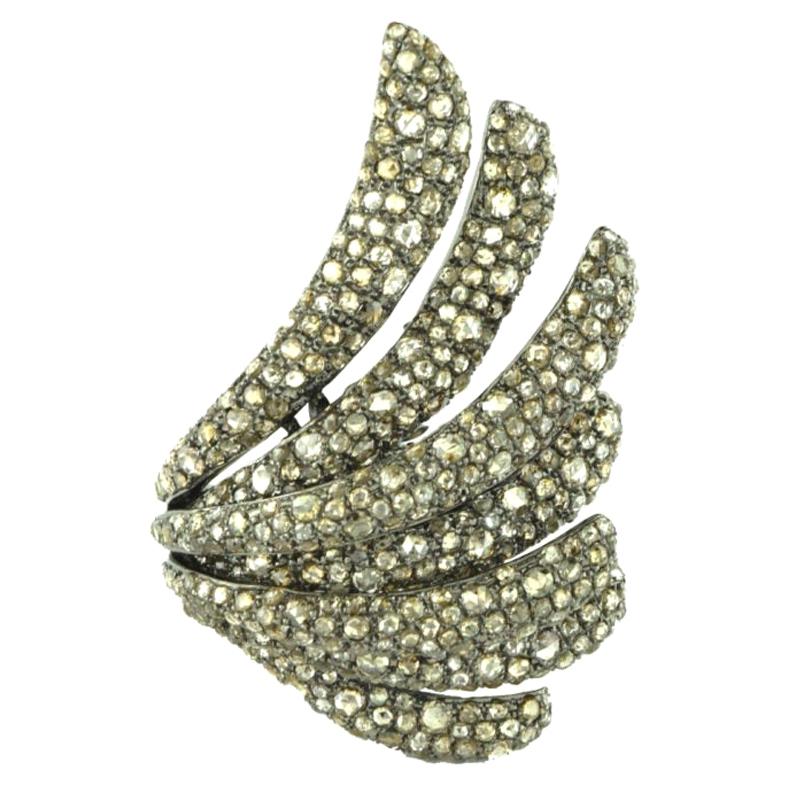 Ruby and Diamond Long Finger Ring, Set in Rose and Yellow Gold at 1stDibs