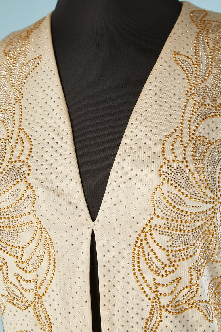 Champagne rayon evening dress covered of studs Just Cavalli For Sale at 1stDibs