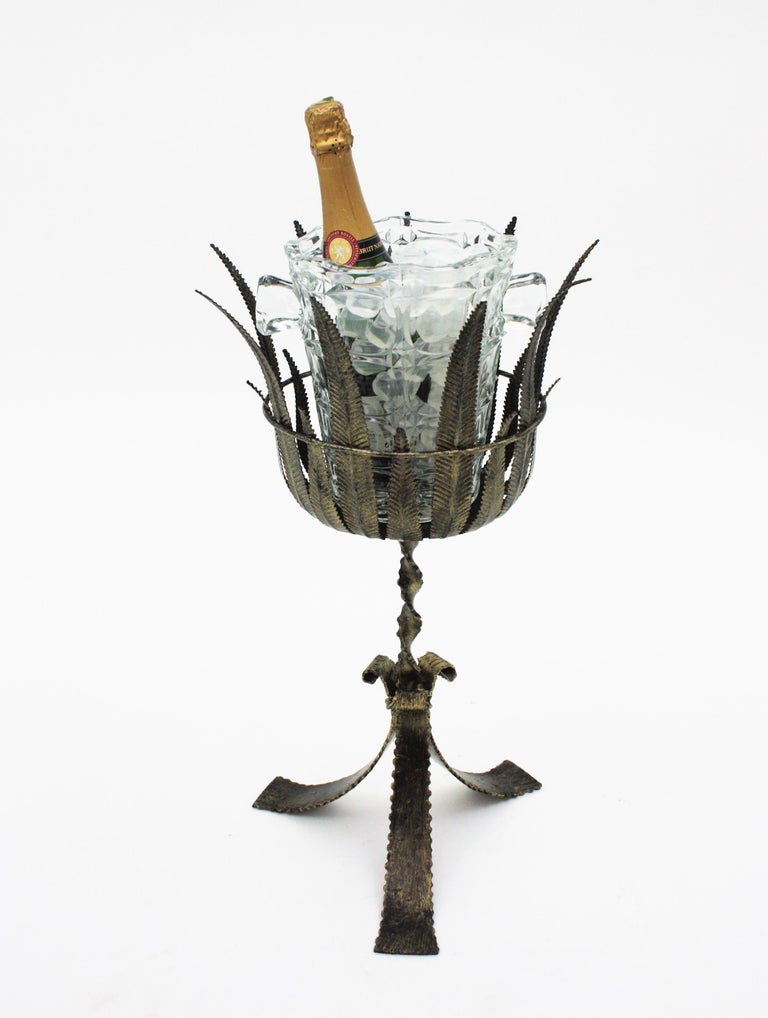 Champagne Wine Cooler Stand Ice Bucket / Drinks Stand, Gilt Silver Iron ...