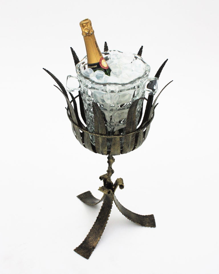 Champagne Wine Cooler Stand Ice Bucket / Drinks Stand, Gilt Silver Iron ...