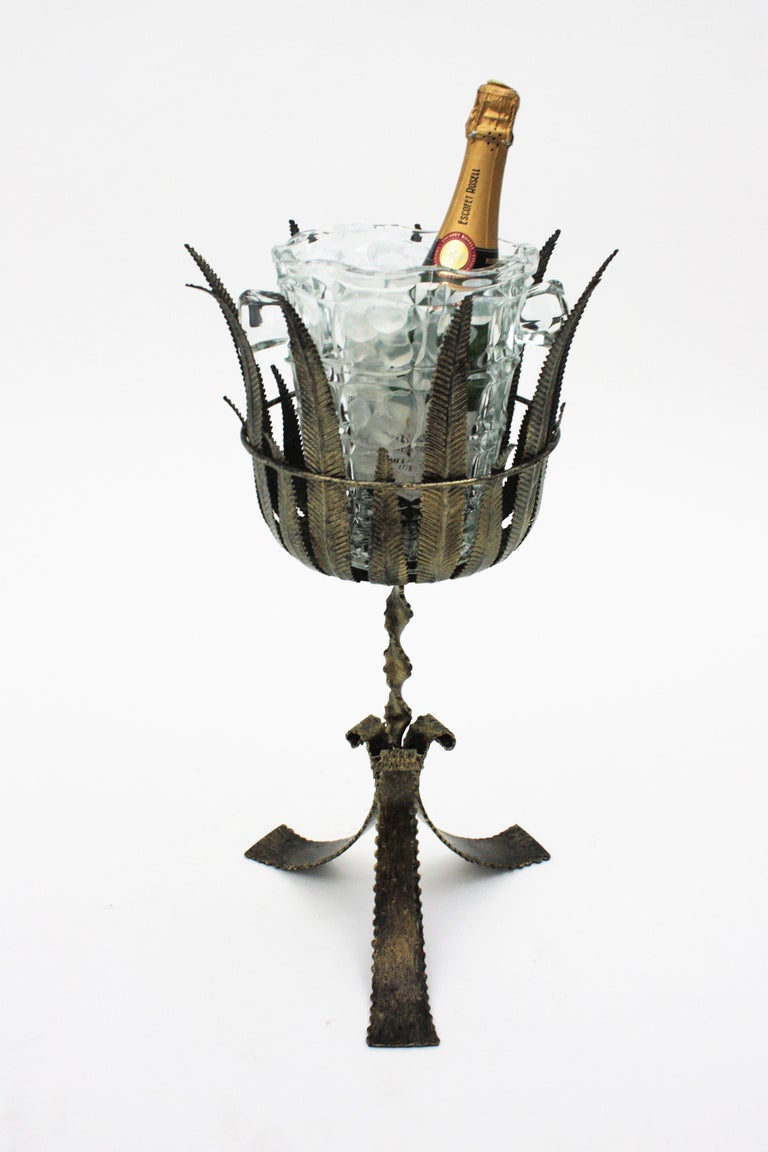 Champagne Wine Cooler Stand Ice Bucket / Drinks Stand, Gilt Silver Iron ...