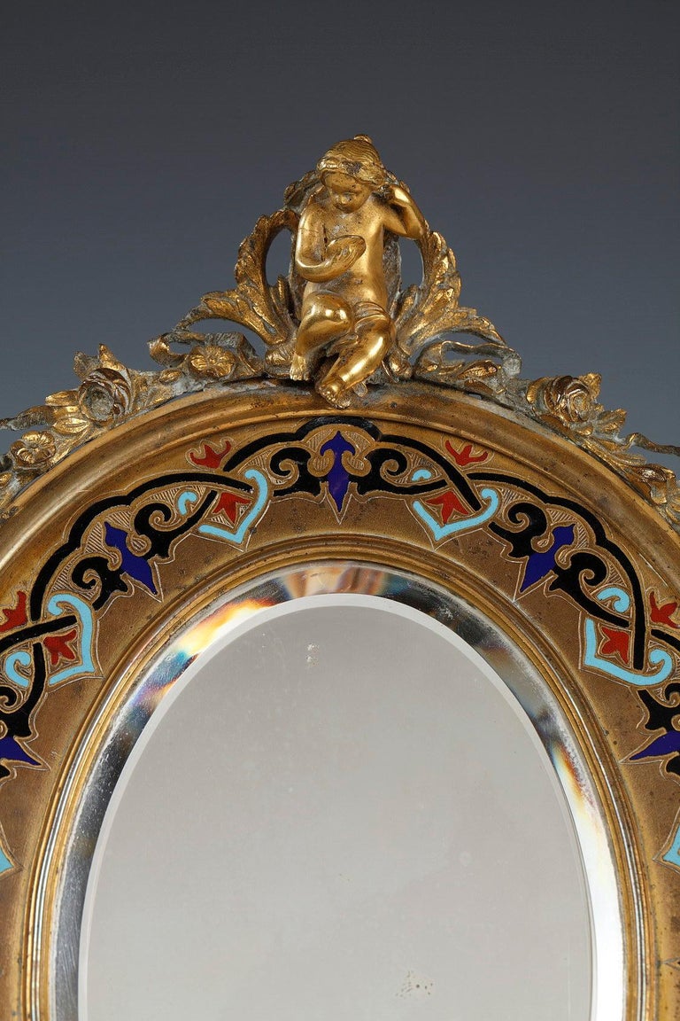 "Champleve" Enamel Table Mirror Attributed to A. Giroux, France, circa ...