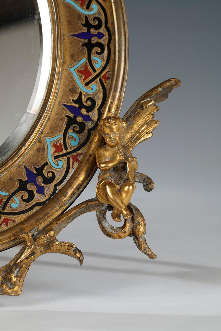 "Champleve" Enamel Table Mirror Attributed to A. Giroux, France, circa ...