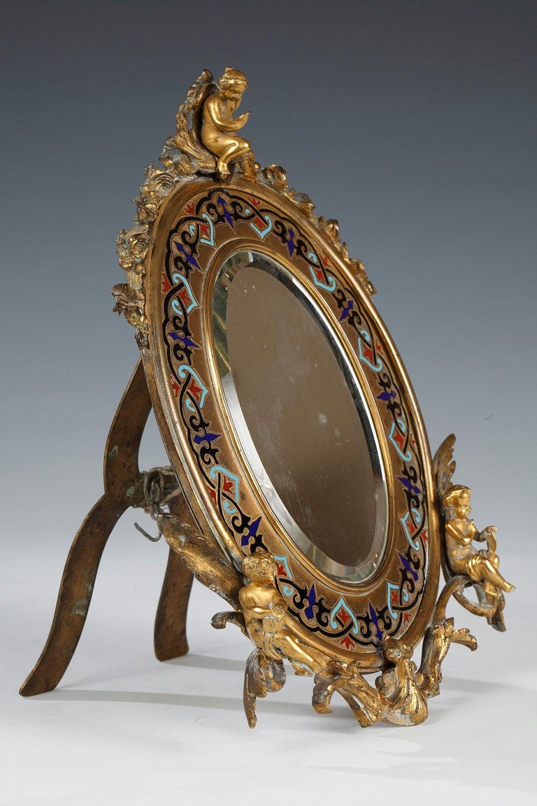 "Champleve" Enamel Table Mirror Attributed to A. Giroux, France, circa ...