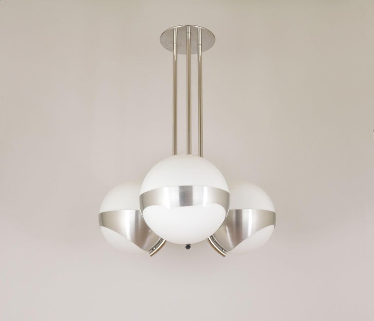 Chandelier by Lamperti Associates in Metal and Glass, Italy, 1970s at ...