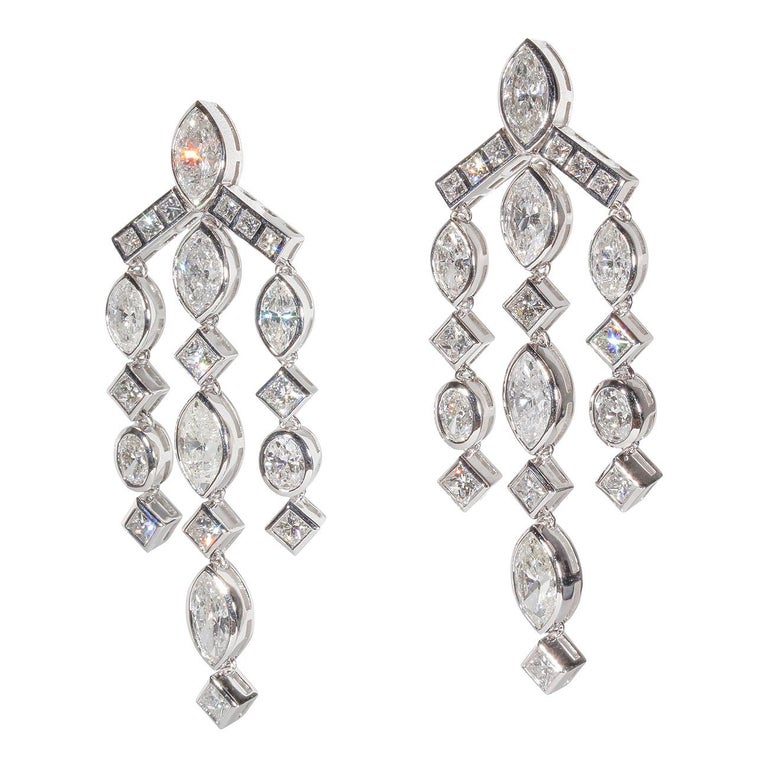 Chandelier Earrings with Mixed Shape Diamonds, D7.88ct.T.W For Sale at ...