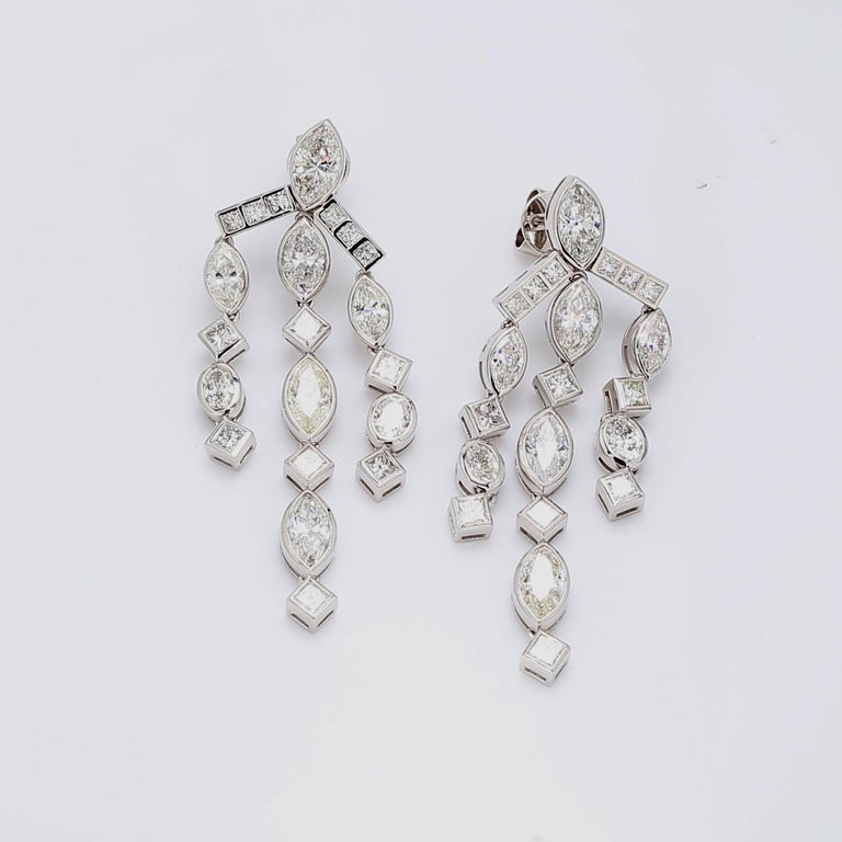 Chandelier Earrings with Mixed Shape Diamonds, D7.88ct.T.W For Sale at ...