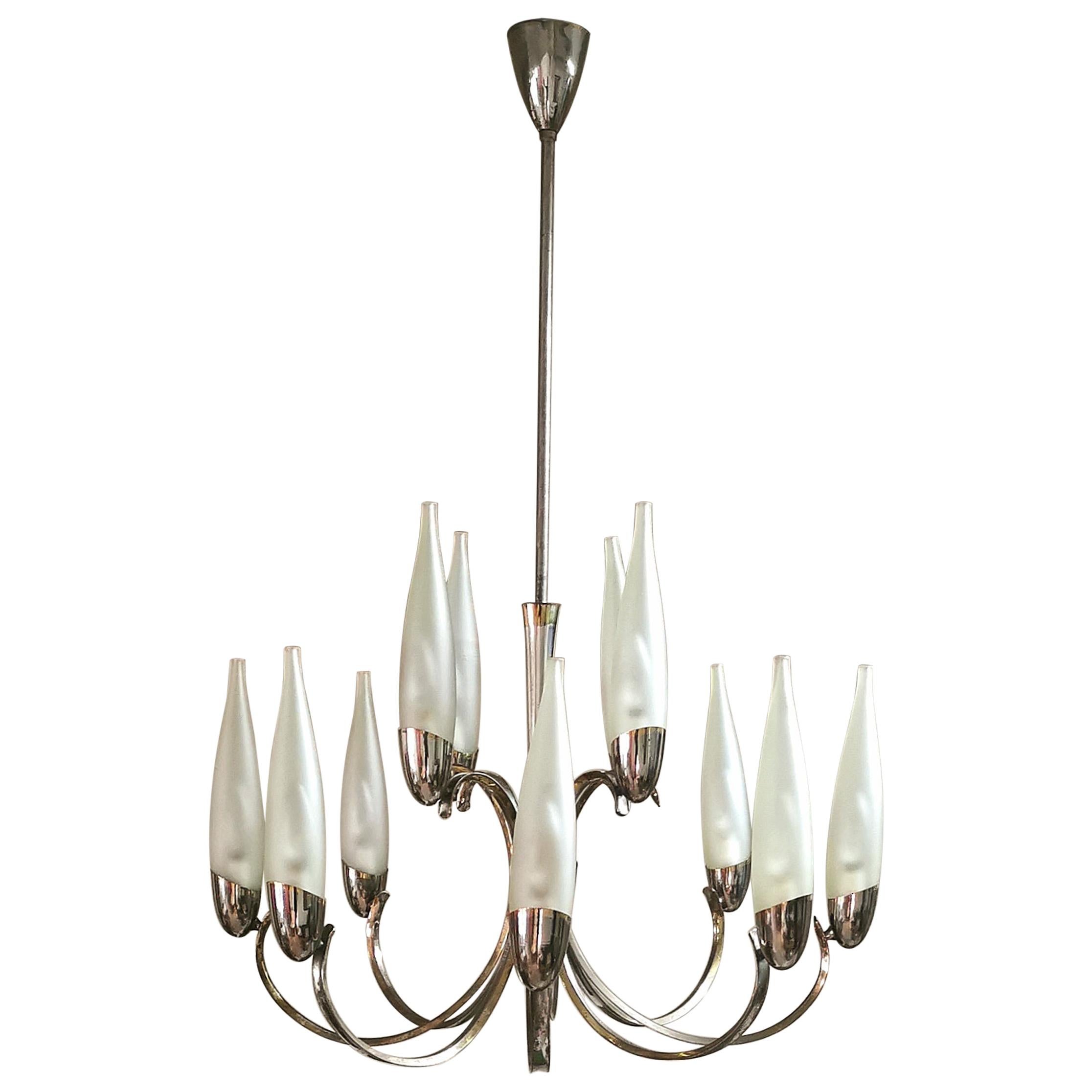 Round Black and Gold Brass Italian Chandelier Stilnovo Style 1950s ...