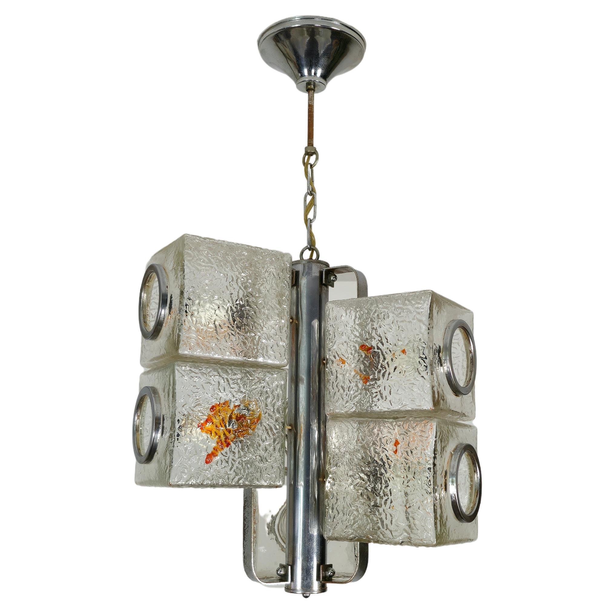 Lovely Lipstick Red Glass Ceiling Lamp by Peill and Putzler, 1970s For ...