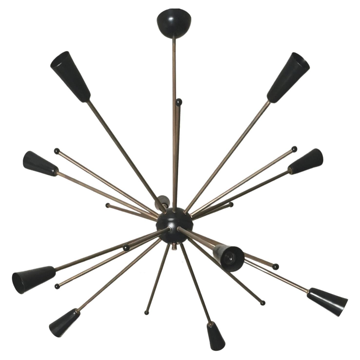 Colorful Sputnik Chandelier in the Style of Stilnovo For Sale at 1stDibs