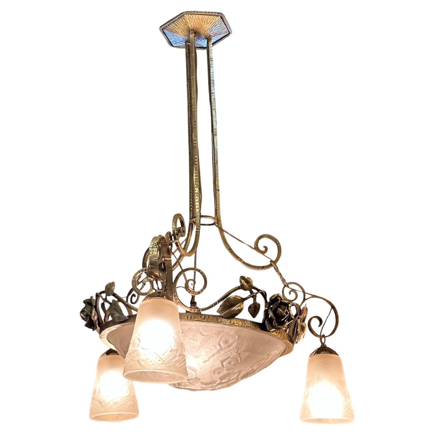 Chandelier , French, Style Jugendstil, Art Nouveau, Liberty, 1900 For ...