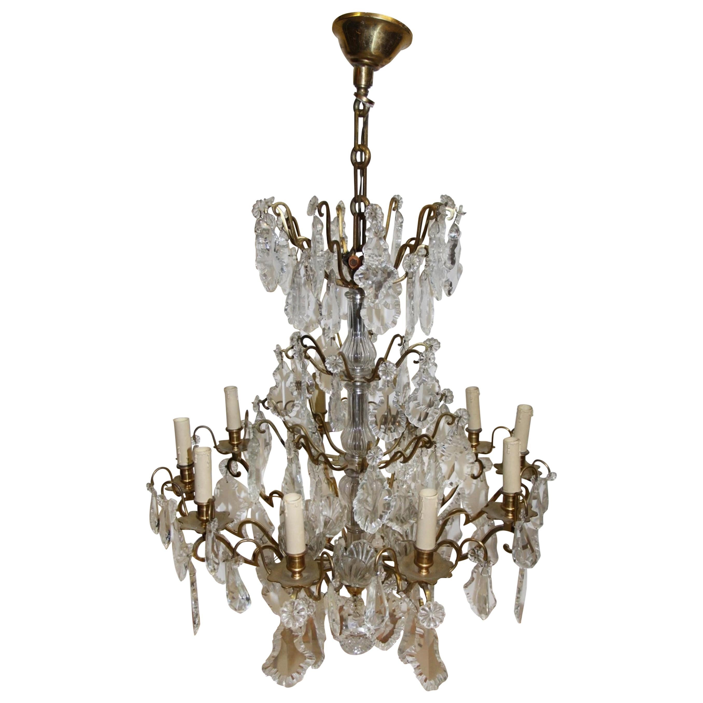 Maison Delisle, Large Gilt Bronze Chandelier with Stylized Egg Decor ...
