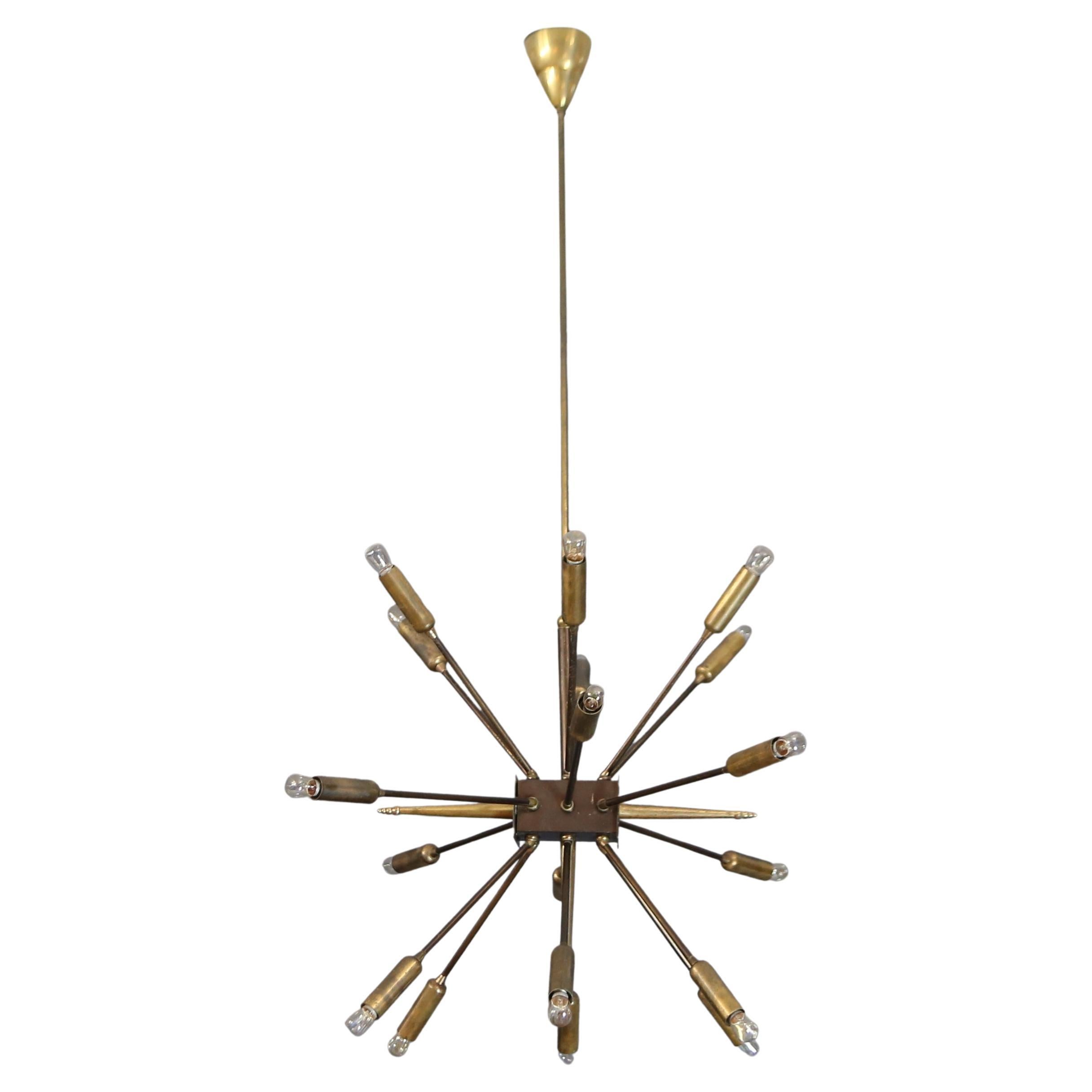 Chandlier mid centtury in Burnished Brass and Shiny Brass from Stilnovo ...