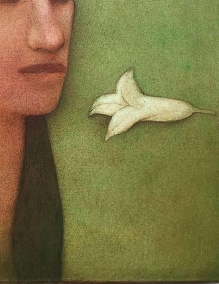 Chandra Bhattacharya - Figurative, woman with long hair, eyesight ...