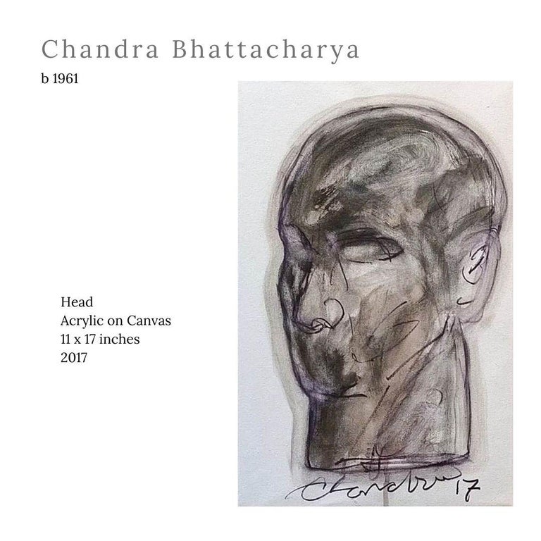 Chandra Bhattacharya - Head, Acrylic on Canvas by Contemporary Indian ...