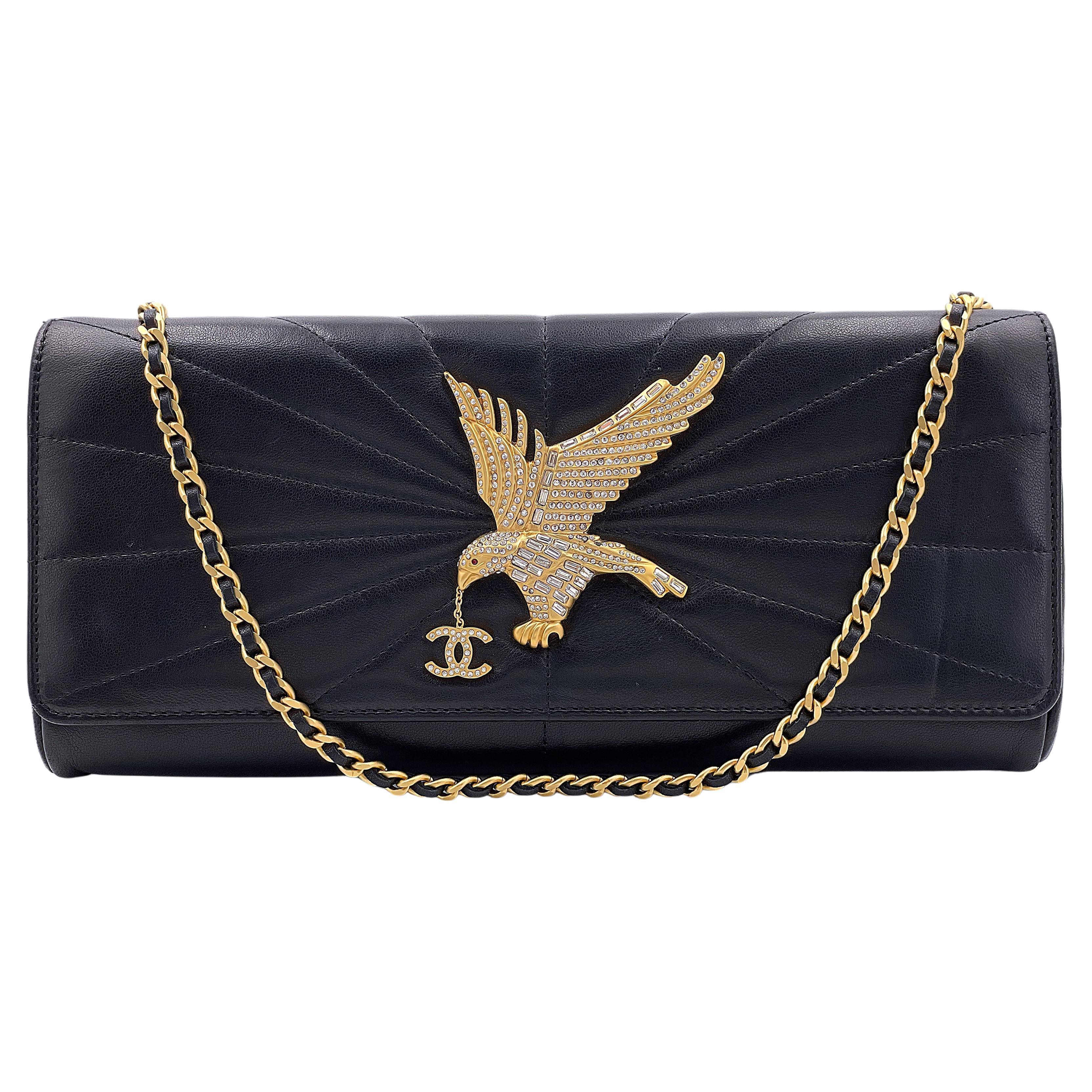 Chanel 01P Vintage Imperial Eagle Hawk Clutch on Chain Flap Bag 24k GHW ...