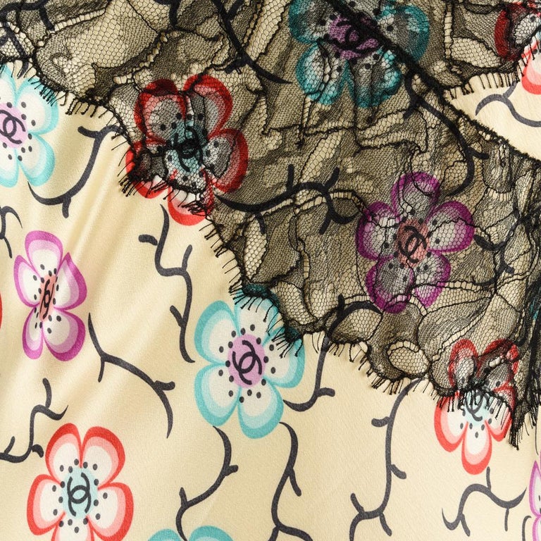 Chanel 01S Dress Large CC Abstract Camellia Lace Insets 38 at 1stDibs