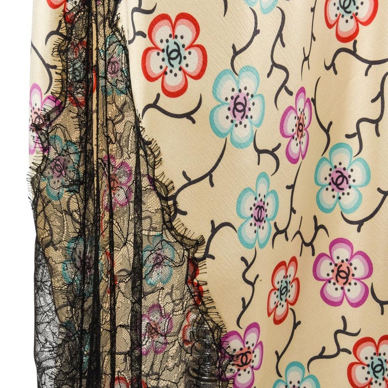 Chanel 01S Dress Large CC Abstract Camellia Lace Insets 38 at 1stDibs