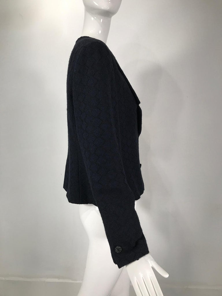 Chanel 02C Navy and Black Basket Weave Asymmetrical Collar Jacket at ...