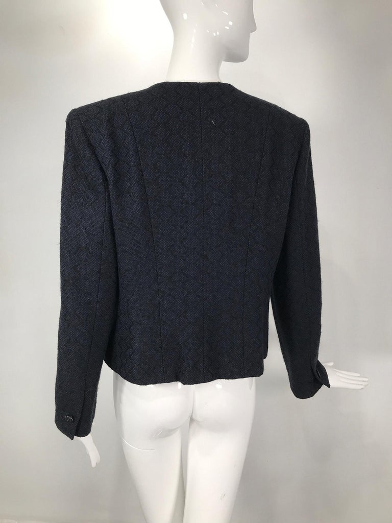 Chanel 02C Navy and Black Basket Weave Asymmetrical Collar Jacket at ...