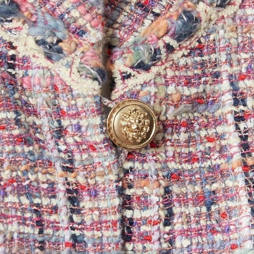 CHANEL 03A lavender multi-pastel tweed 4 pocket bias-cut mandarin ...
