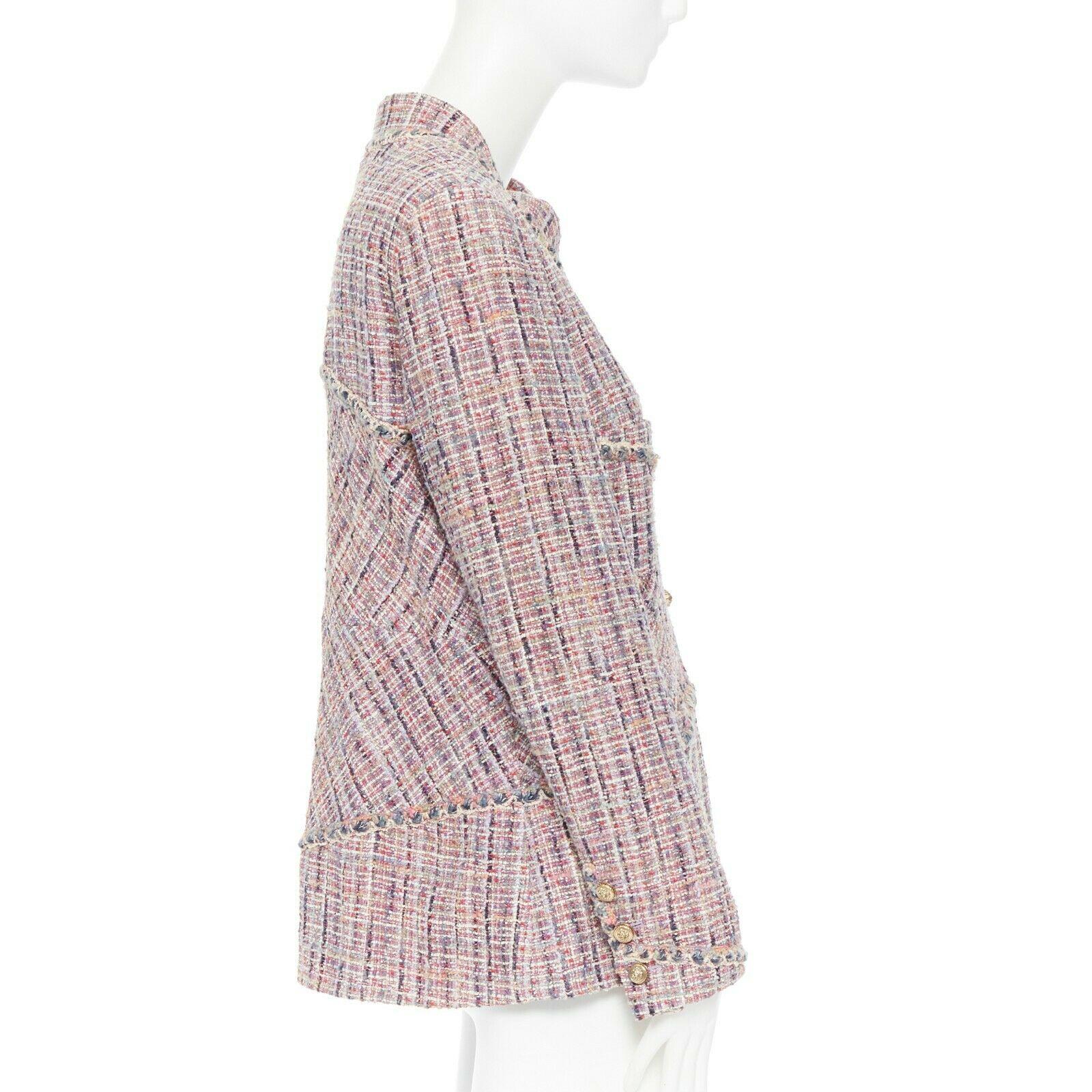 CHANEL 03A lavender multi-pastel tweed 4 pocket bias-cut mandarin ...