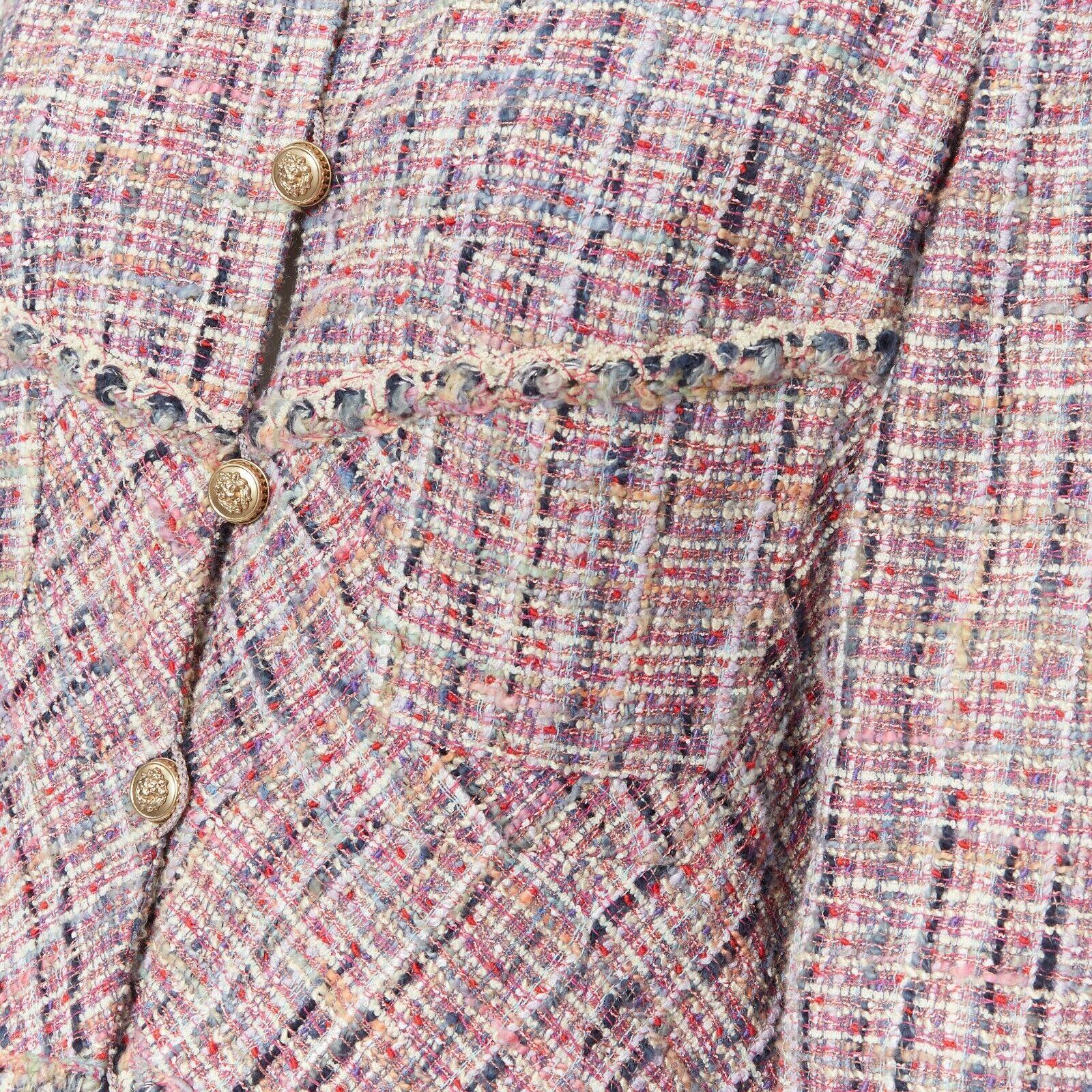 CHANEL 03A lavender multi-pastel tweed 4 pocket bias-cut mandarin ...