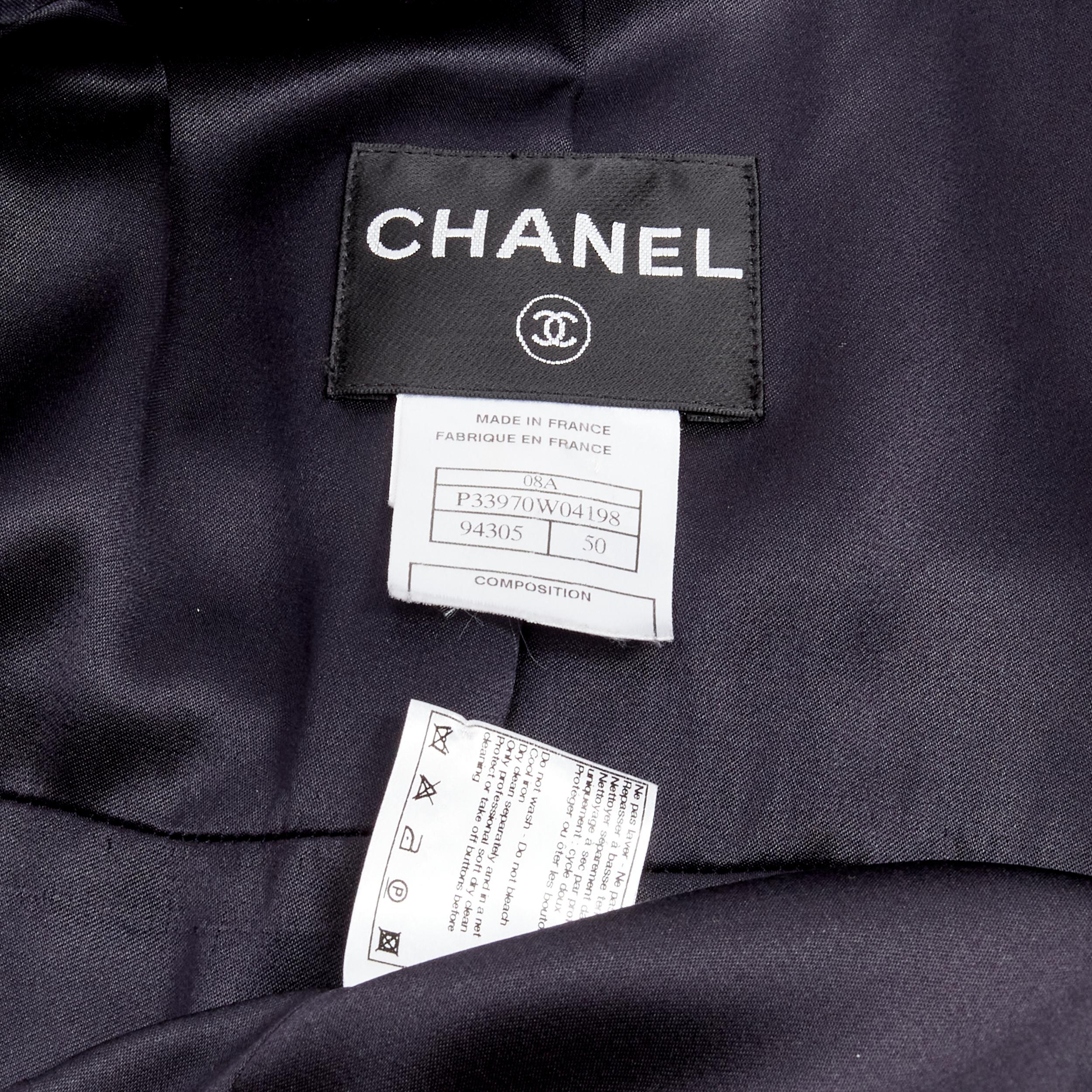 CHANEL 08A black wool shawl collar rounded shoulder long blazer jacket FR50 5XL For Sale at 1stDibs