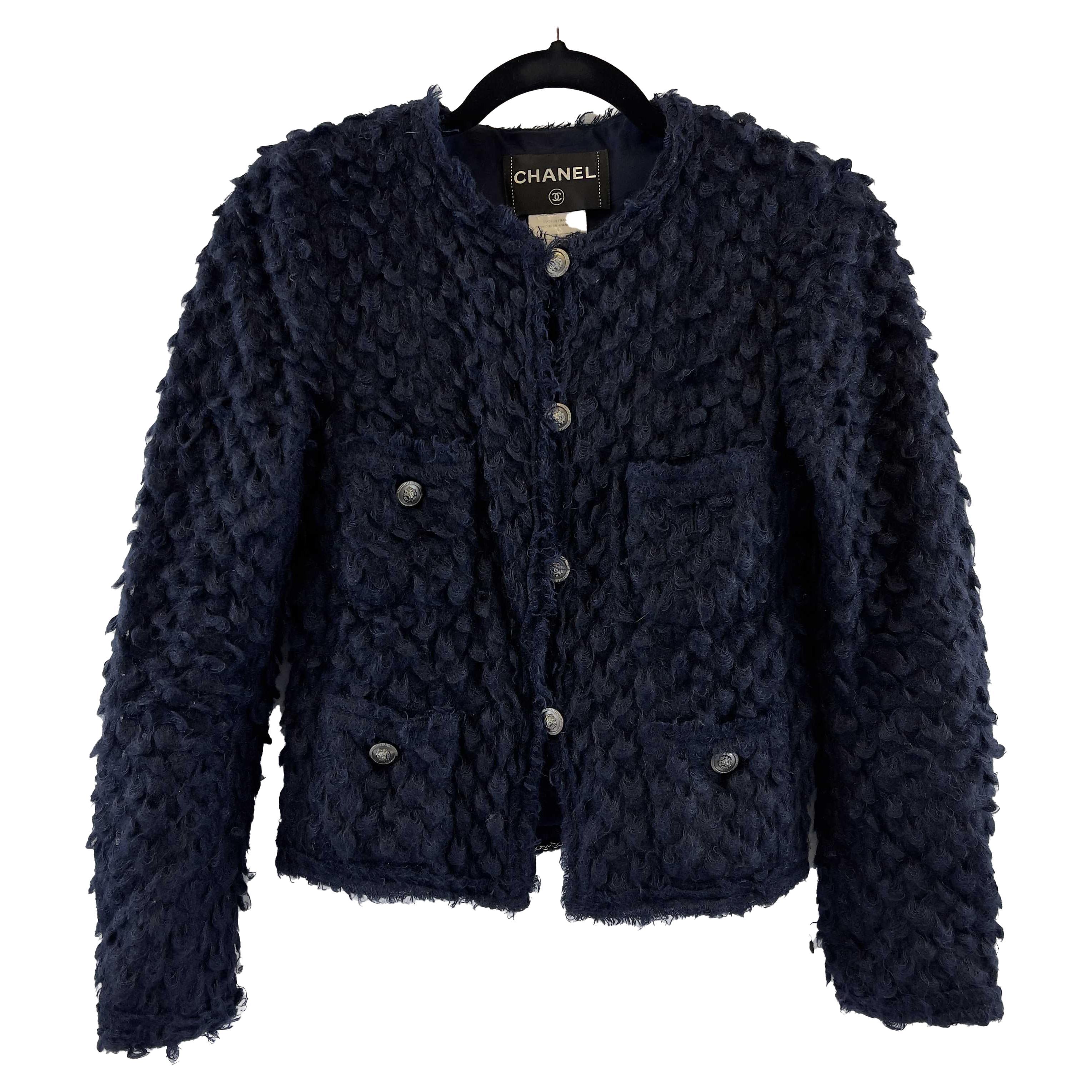 Chanel Black Tweed Military Jacket For Sale at 1stDibs | chanel ...