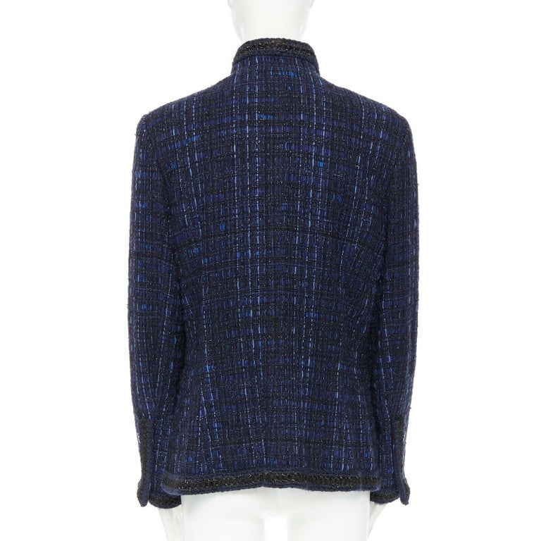 CHANEL 10A Paris-Shanghai blue fantasy tweed crochet trim 4 pockets ...