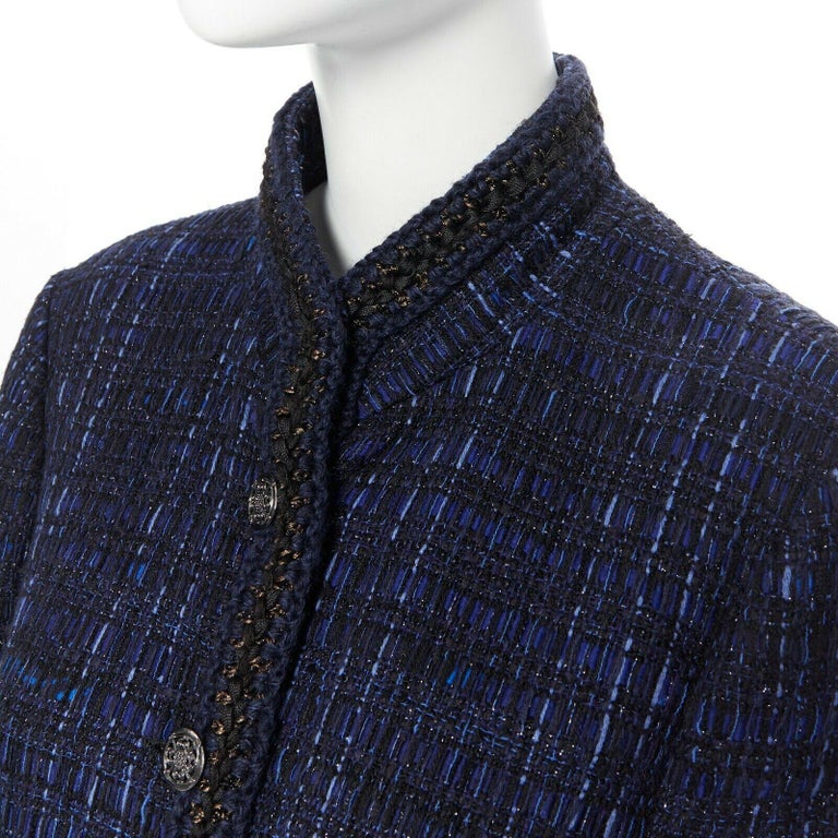 CHANEL 10A Paris-Shanghai blue fantasy tweed crochet trim 4 pockets ...