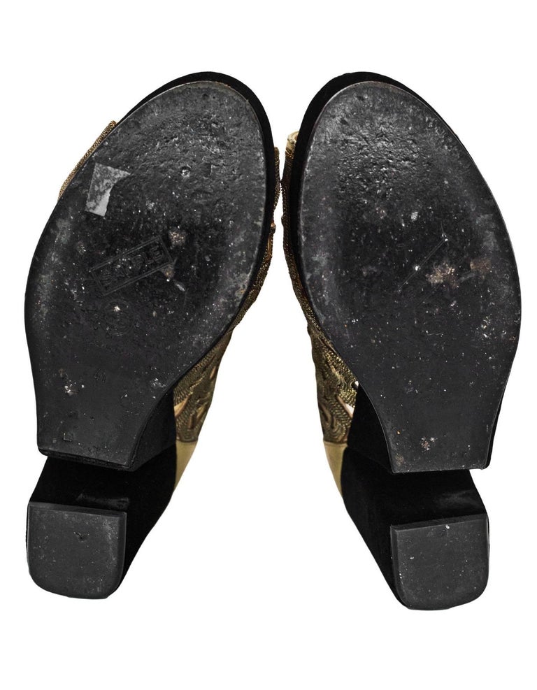 CHANEL '11 Runway Handmade Floral Chain Platform Booties sz 41 at 1stDibs