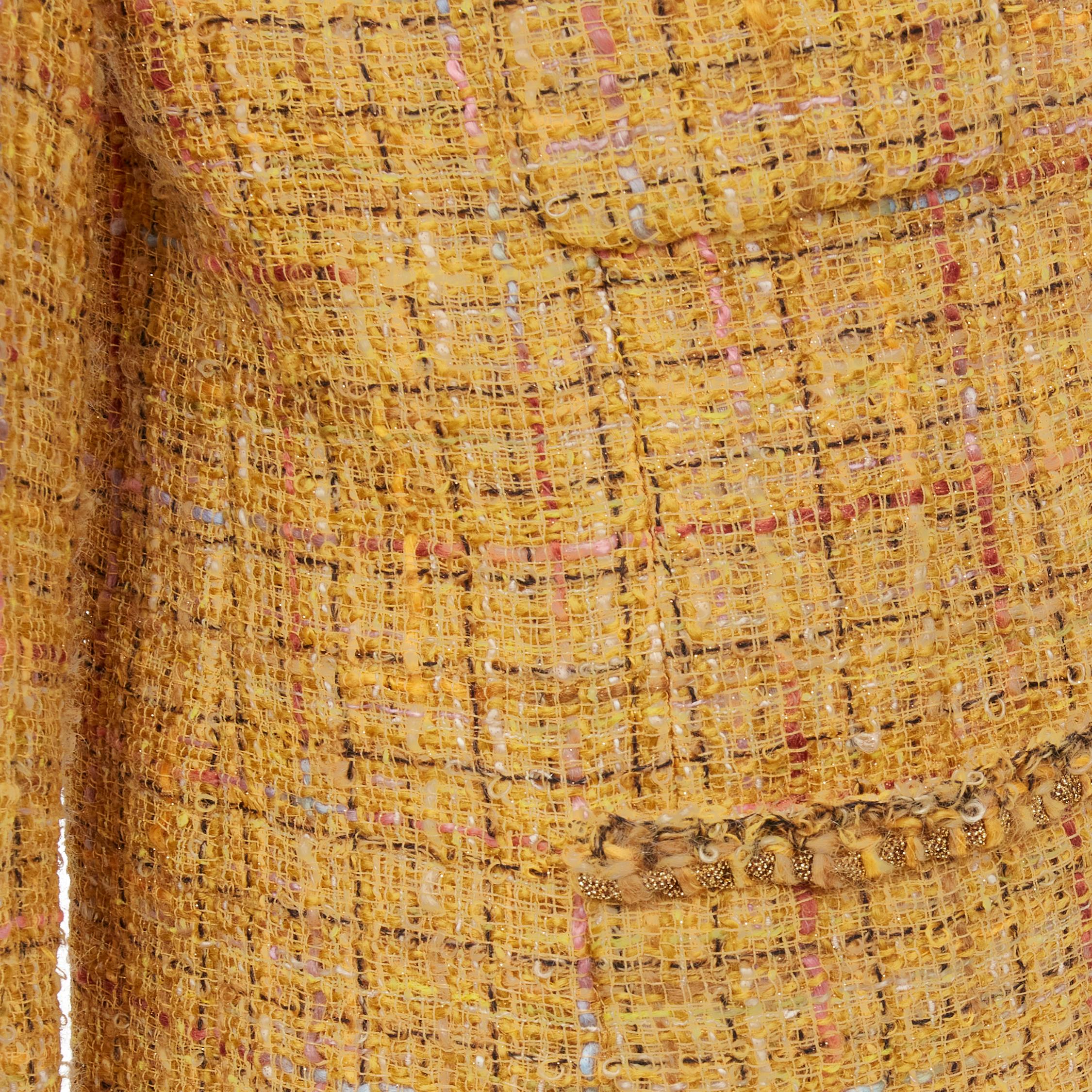 CHANEL 11C fold Fantasy Tweed braid trim 4-pocket blazer jacket FR42 L ...