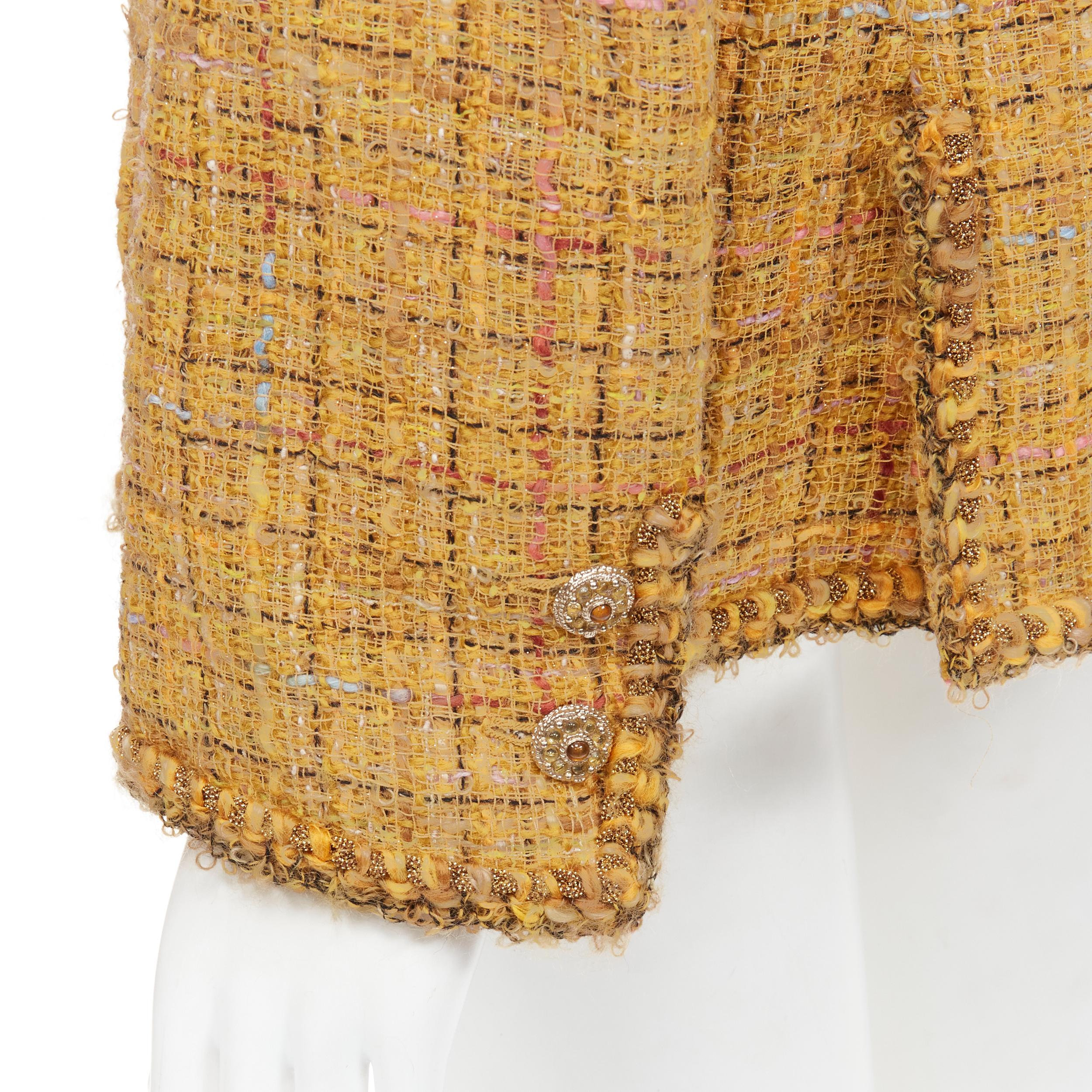 CHANEL 11C fold Fantasy Tweed braid trim 4-pocket blazer jacket FR42 L ...