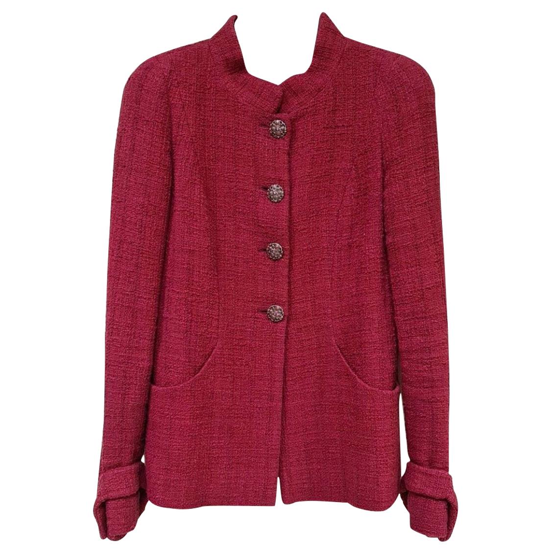 1990s Chanel Lipstick Red Tweed Jacket at 1stDibs | chanel red tweed jacket