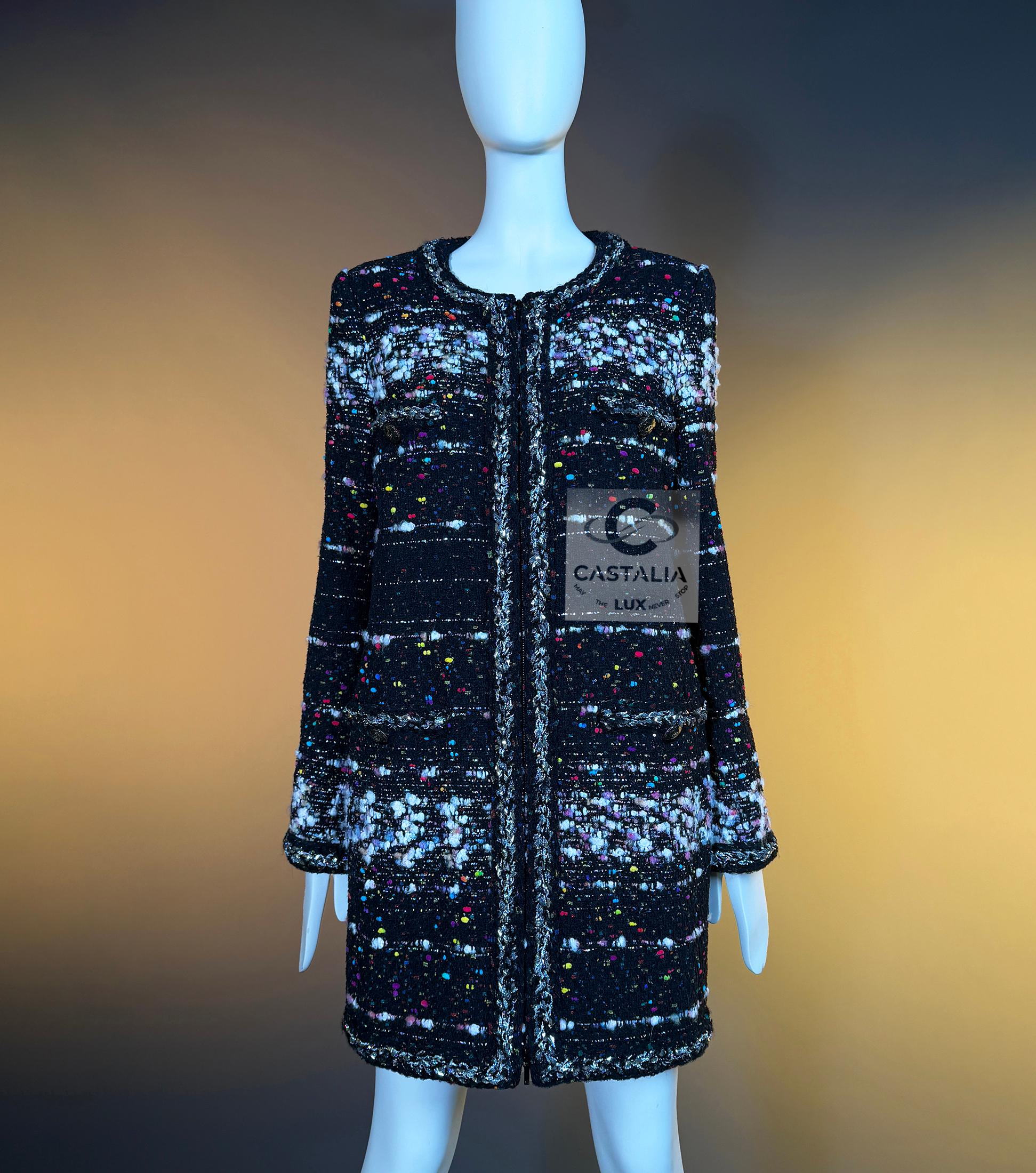 CHANEL 13K$ New SUPERMARKET Confetti Tweed Coat 42 FR For Sale at 1stDibs