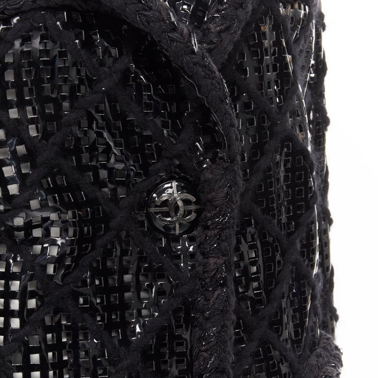 CHANEL 15K Brasserie Gabrielle Runway cutout PVC braided tweed jacket ...
