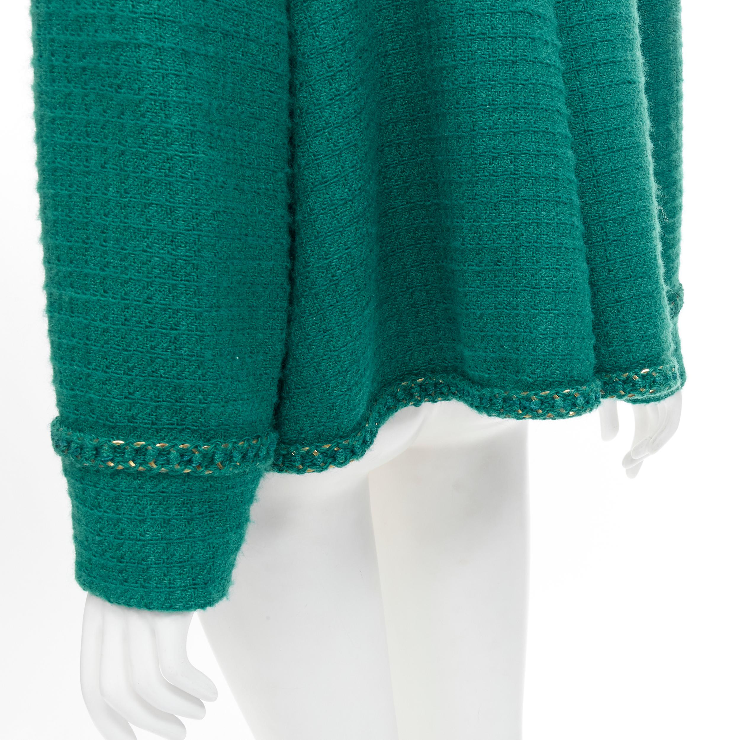 CHANEL 15K Paris Salzburg turquoise tweed gold chain trapeze flared ...