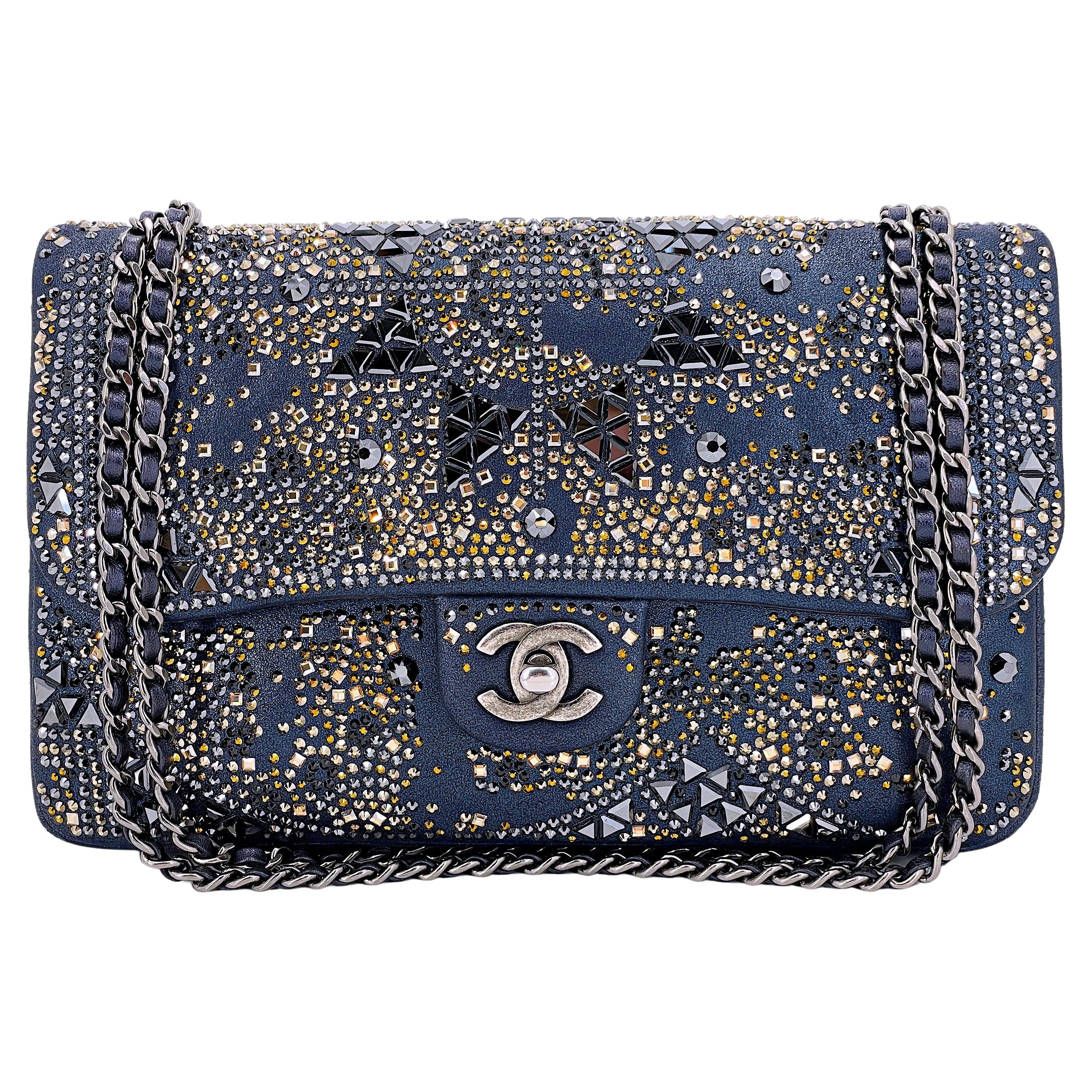 Chanel 16A Strass Crystal Buonasera Goatskin Medium Classic Flap RHW ...