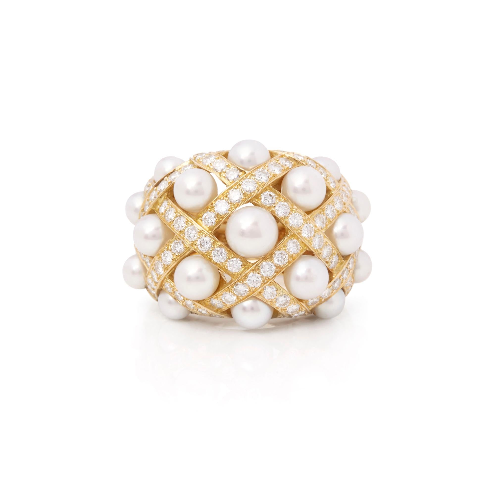 Chanel 18 Karat Yellow Gold Cultured Pearl Baroque Matelassé Ring For ...