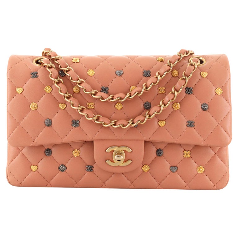 Chanel 18K Charms Classic Double Flap Bag Quilted Lambskin Medium For ...