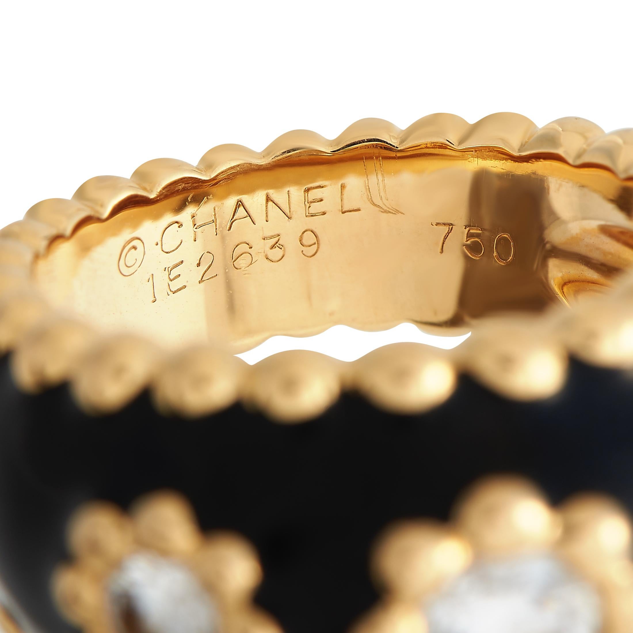 Chanel 18K Yellow Gold 0.75ct Diamond and Enamel Ring CH06-101123 For ...