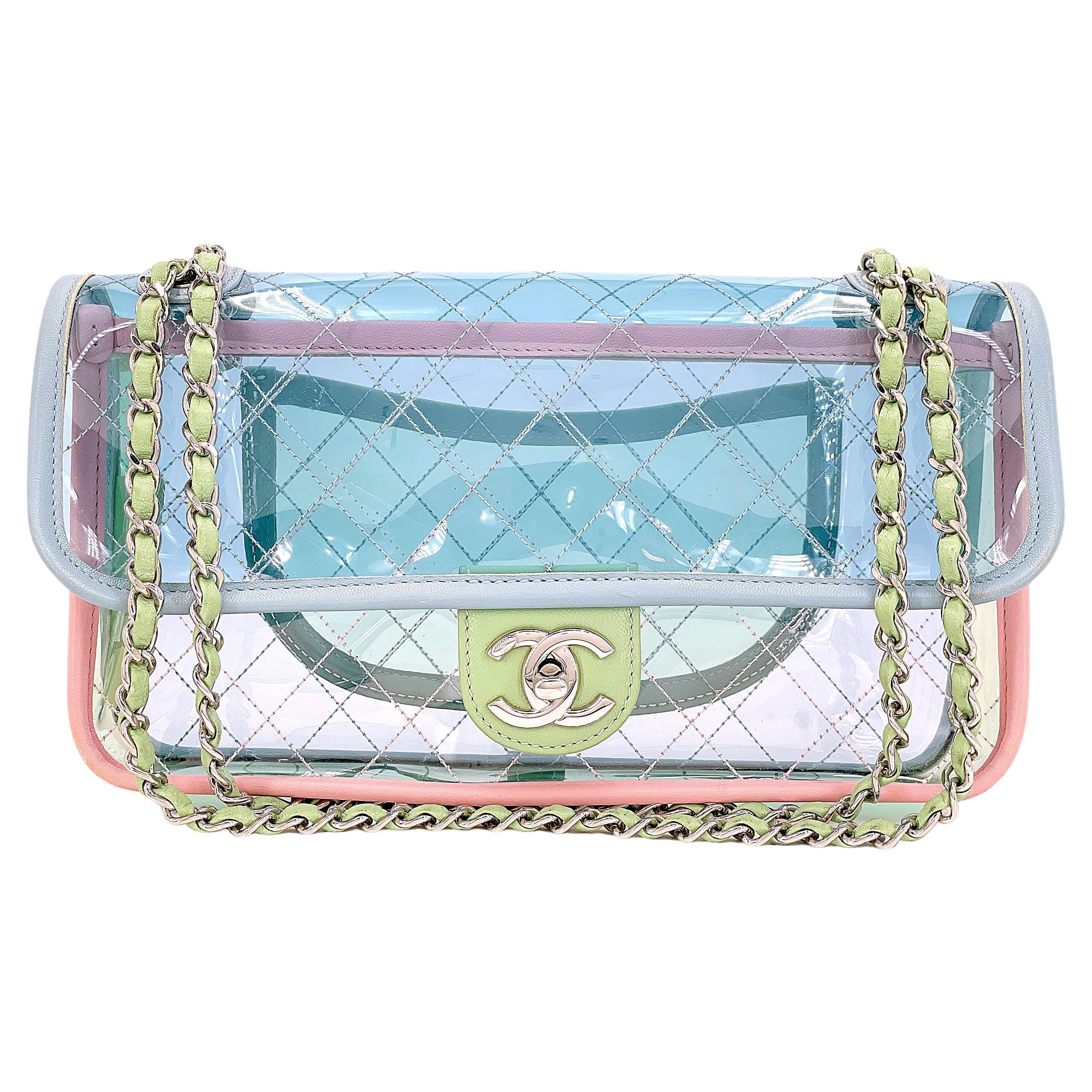 Chanel 18S Coco Splash Pastel Rainbow PVC Medium Flap Bag 67831 For ...